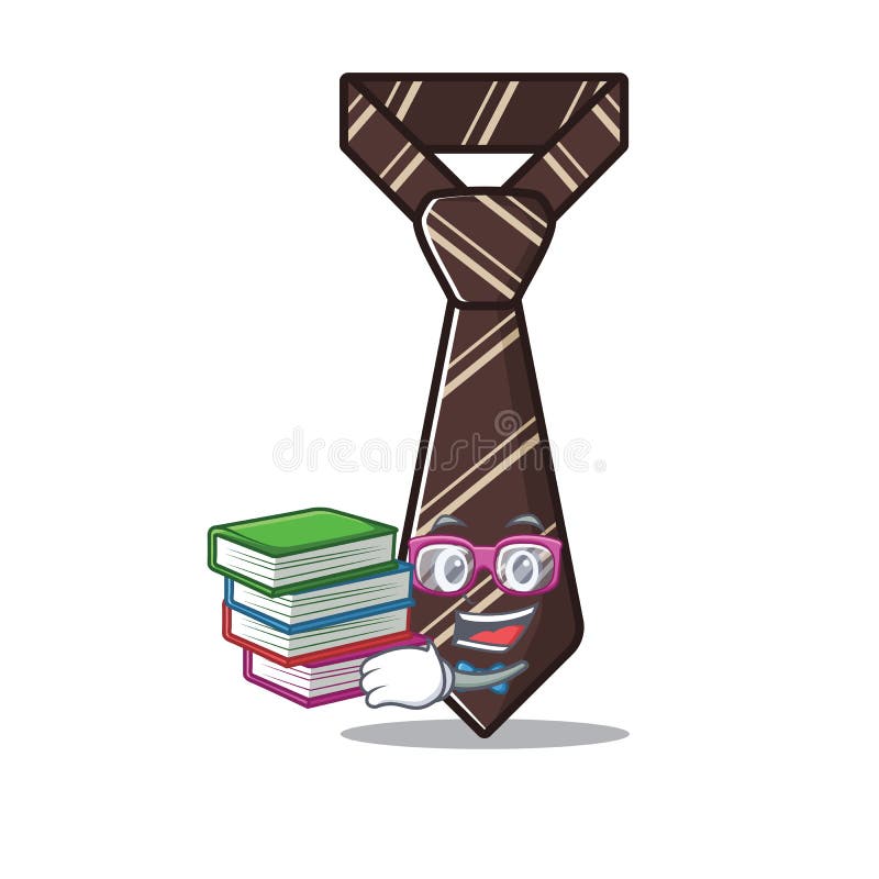 Student Bring Book Smiling Tie Isolated on the Cartoon Stock Vector ...