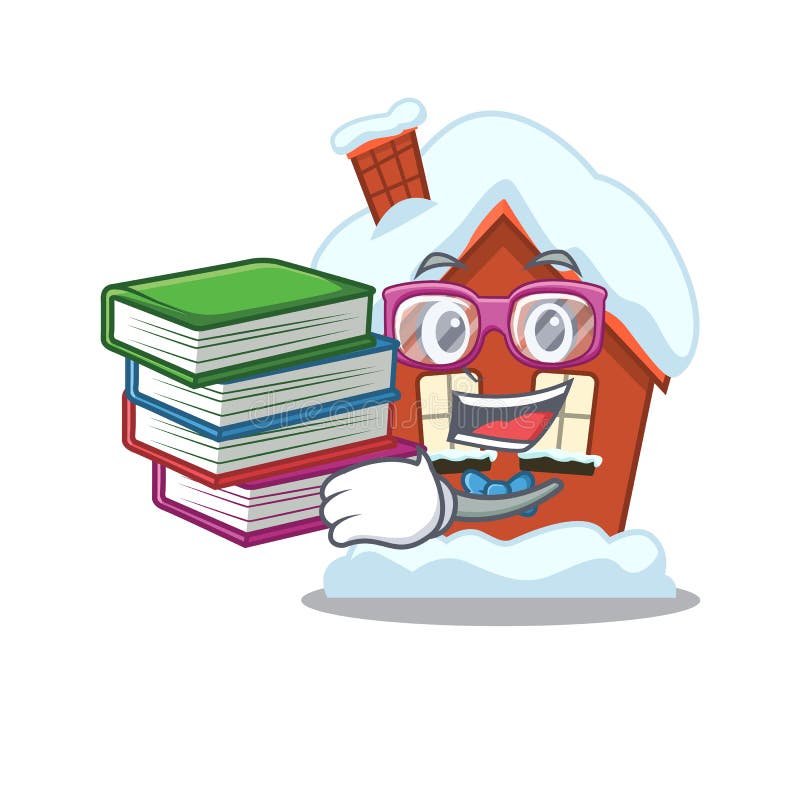 Student Bring Book Winter House with in Character Shape Stock Vector ...