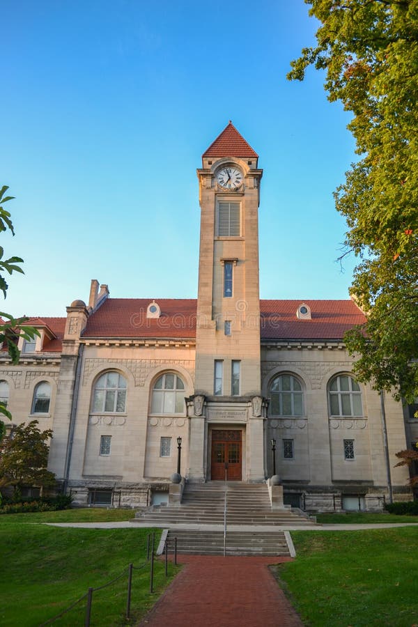 Student Building at Indiana University Stock Image - Image of clock ...