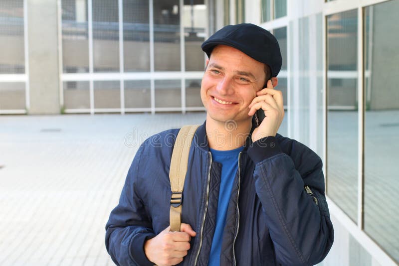 Student Calling by Phone on Campus Stock Image - Image of calling ...
