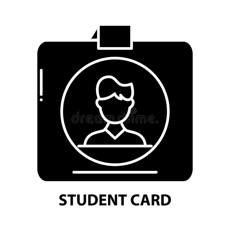 Student Card Icon, Black Vector Sign with Editable Strokes, Concept ...