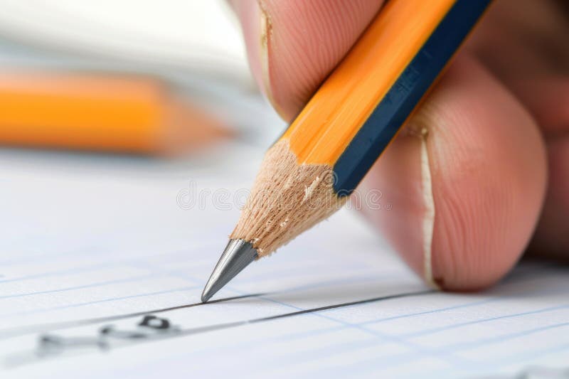 Close Up of Student Hand Holding Pencil Taking Exam, Filling Out Answer ...