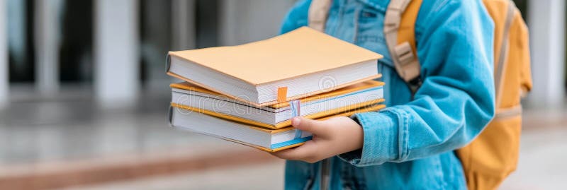 A Student Carries a Stack of Textbooks Symbolizing Education Knowledge ...