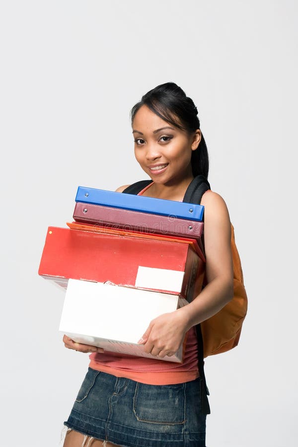 Student Carrying Books - Vertical Stock Photo - Image of happy, stand ...