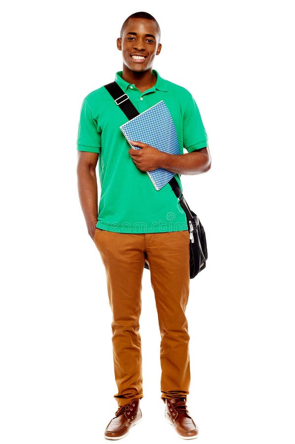 Student Carrying Laptop Bag and Notebook Stock Image - Image of ...