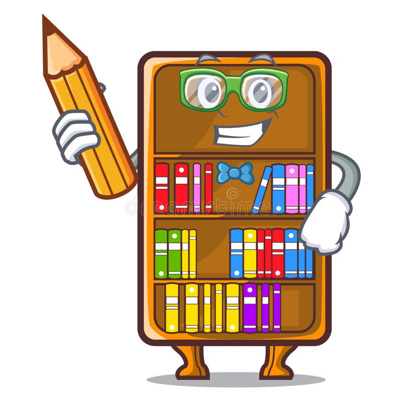 Student Cartoon Bookcase in the Shape Wood Stock Vector - Illustration ...