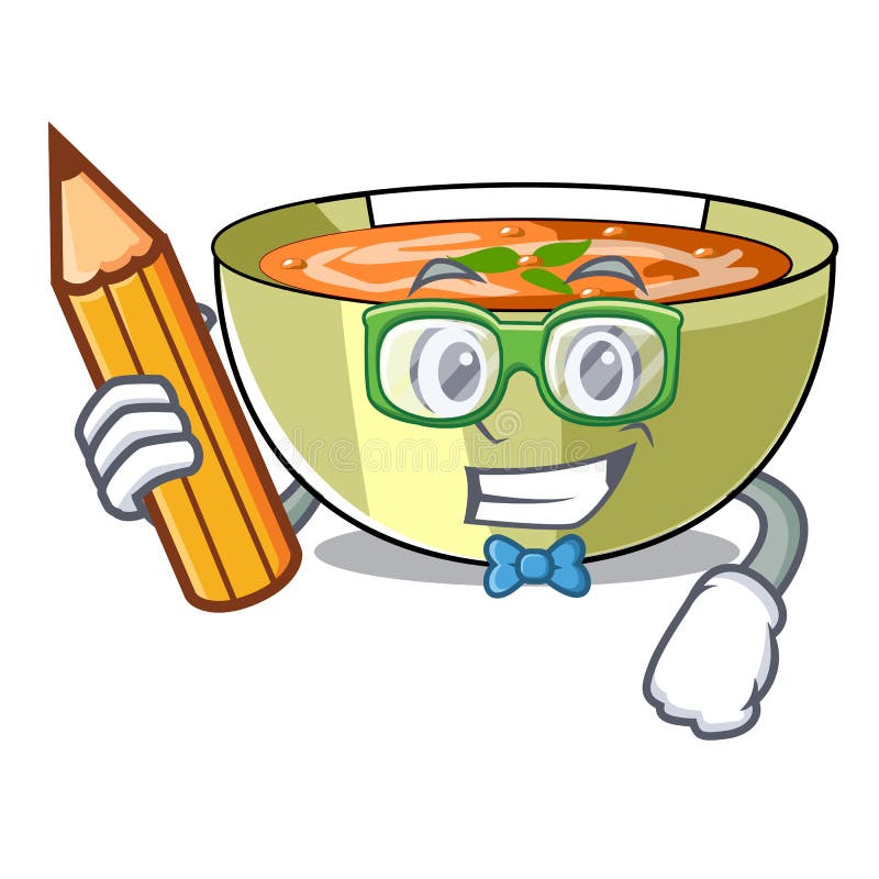 Student Cartoon Lentil Soup Ready To Served Stock Vector - Illustration ...