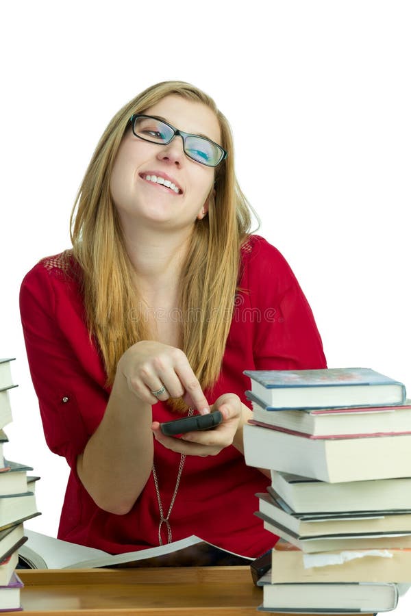 Student on cellphone stock image. Image of holding, education - 67099167