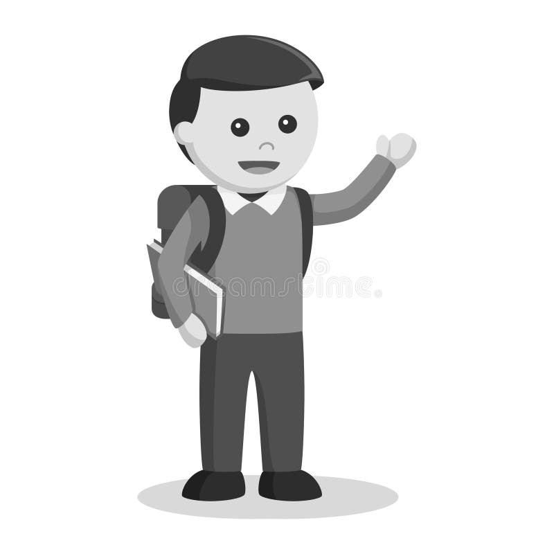Student Character Profession Design Vector Black and White Stock Vector ...