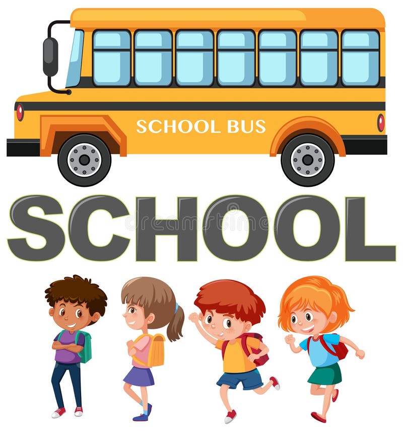 Student Character with School Bus Stock Vector - Illustration of clip ...