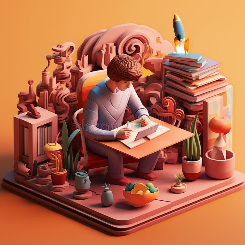 3d Student Sitting Desk Stock Illustrations – 752 3d Student Sitting ...