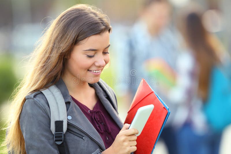 Student Checking Phone and Walking Stock Photo - Image of cellular ...