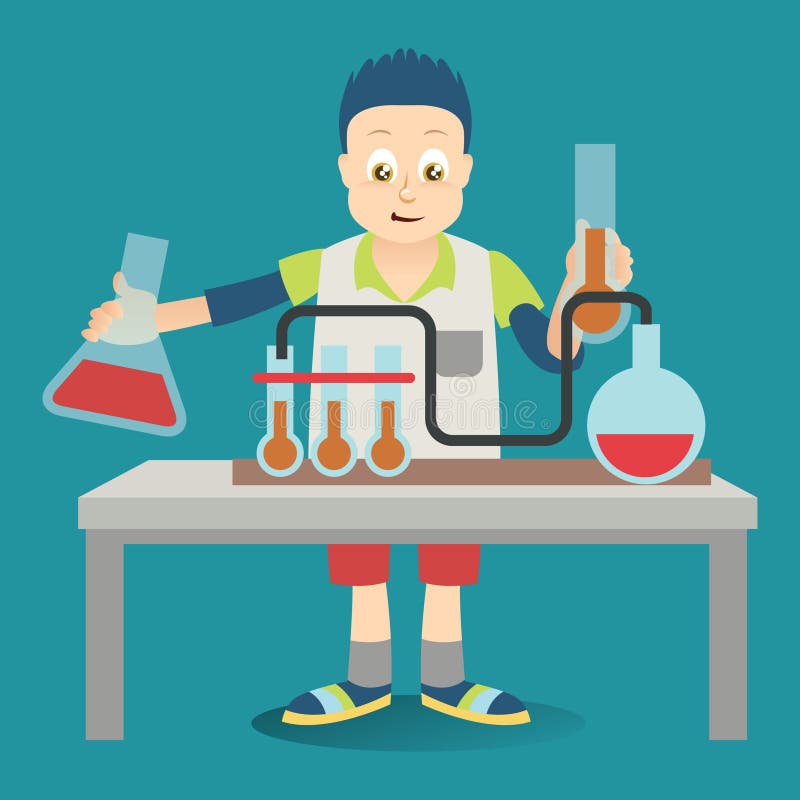 Student in Chemistry Lab. Vector Illustration Decorative Design Stock ...