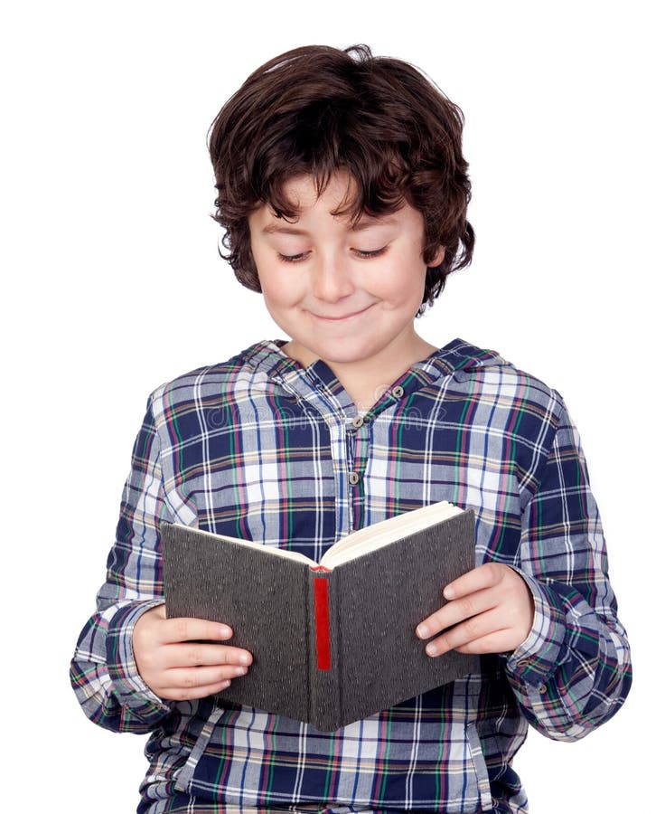 Boy is Reading a Magic Book Stock Photo - Image of library, magical ...