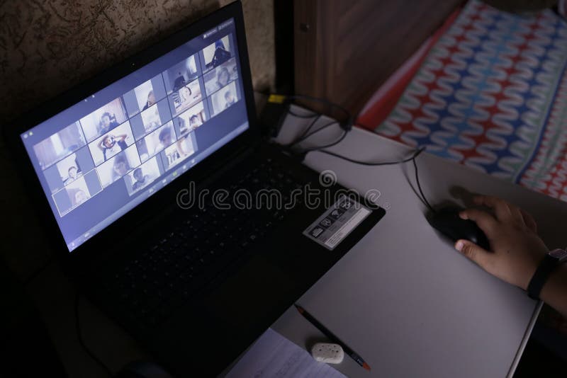 Student Child on Computer in Virtual Class Editorial Photography ...