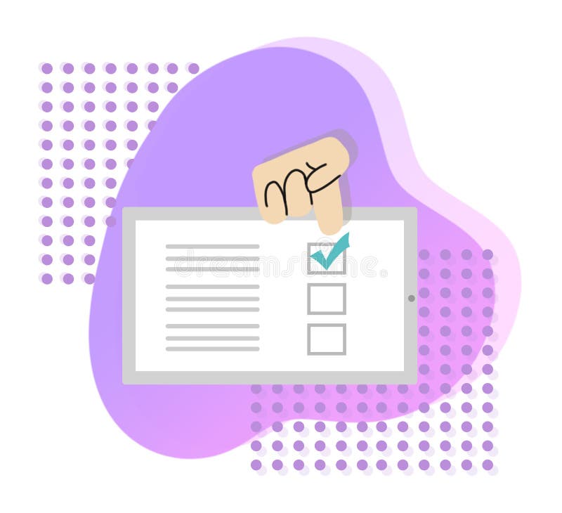 Student Choosing Answer from Checkbox on Tablet Screen. Distant Exam ...