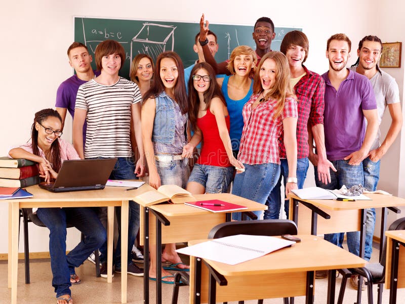 Student in Classroom Near Blackboard. Stock Image - Image of african ...