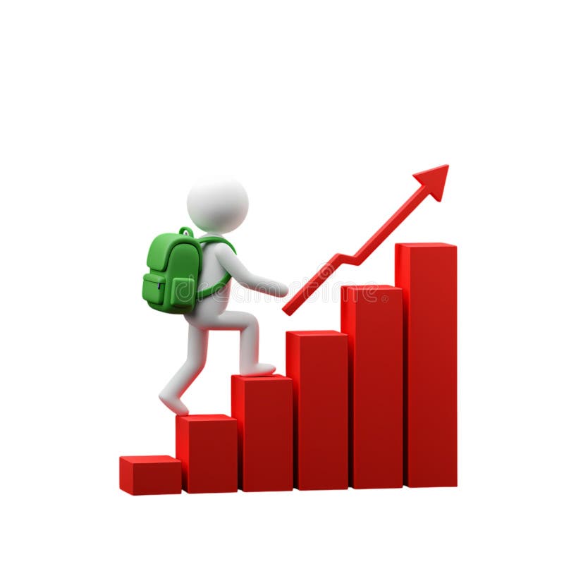 Student Climbing a Graph, Symbolizing Career Advancement Stock ...