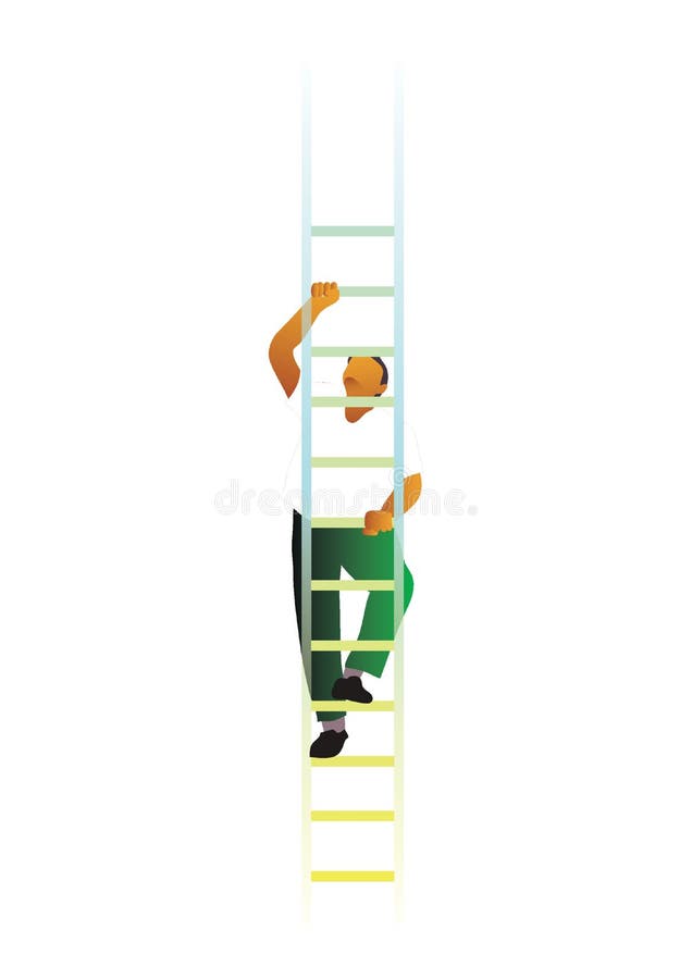 Student Climbing a Ladder. Vector Illustration Decorative Design Stock ...