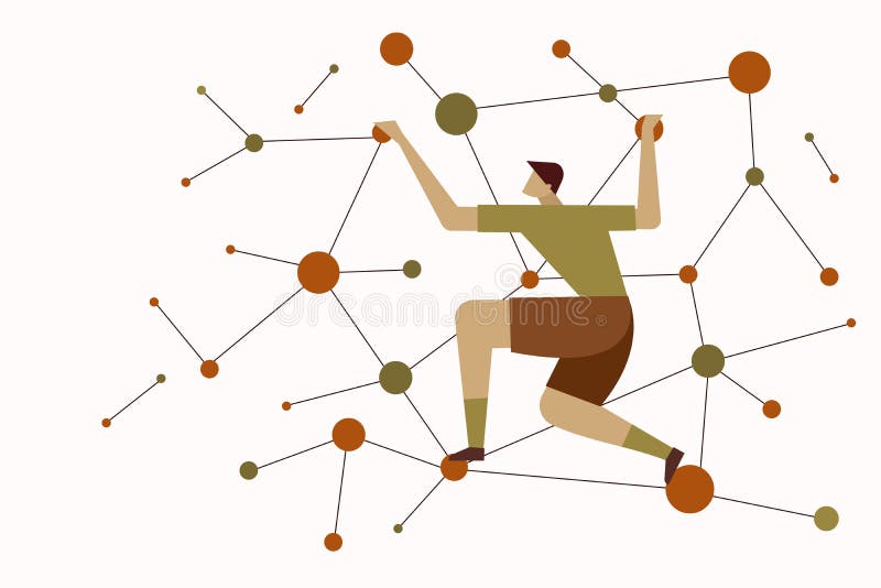 Illustration of a Boy Climbing Up a Molecular Structure Stock Vector ...