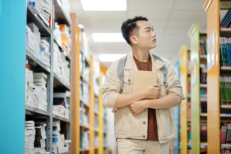 Student in College Library stock image. Image of laptop - 266610165