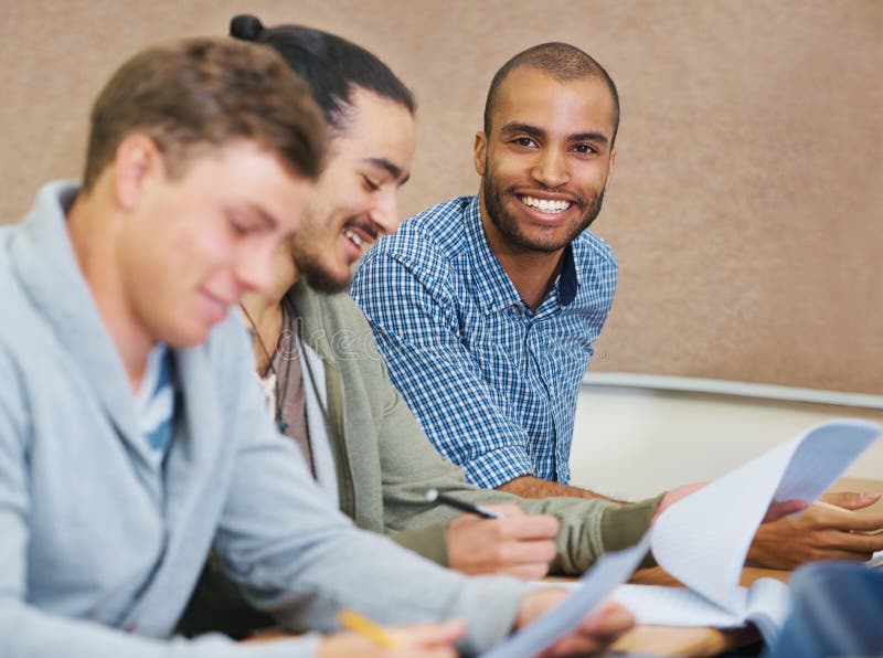 Student, College and Man in Classroom Portrait, Information and Notes ...