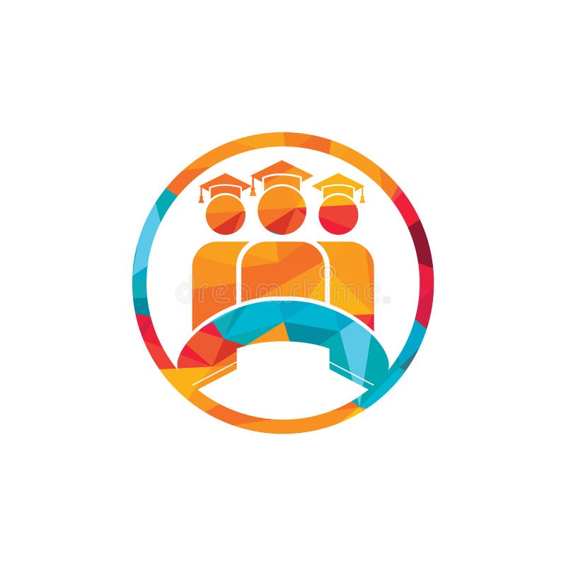 Student Call Vector Logo Design Template. Students and Handset Icon ...