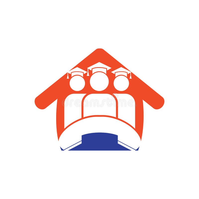 Student Call Vector Logo Design Template. Students and Handset with ...