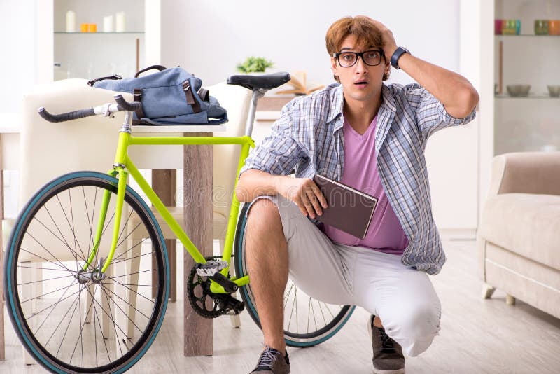 The Student Commuting To University Using Cycle Stock Image - Image of ...