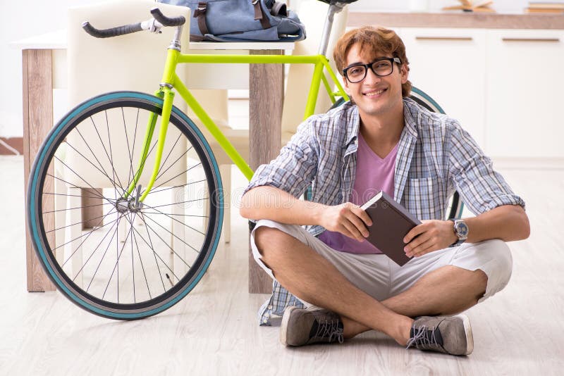 The Student Commuting To University Using Cycle Stock Photo - Image of ...