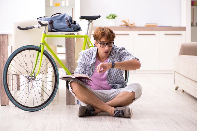 The Student Commuting To University Using Cycle Stock Photo - Image of ...