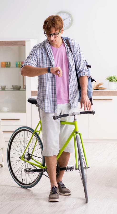 Student Commuting To University Using Cycle Stock Image - Image of ...