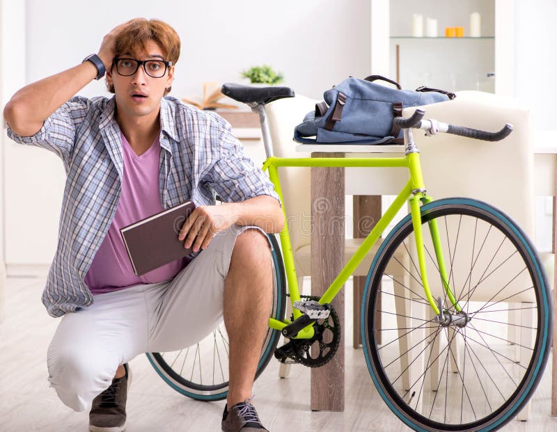 Student Commuting To University Using Cycle Stock Photo - Image of ...