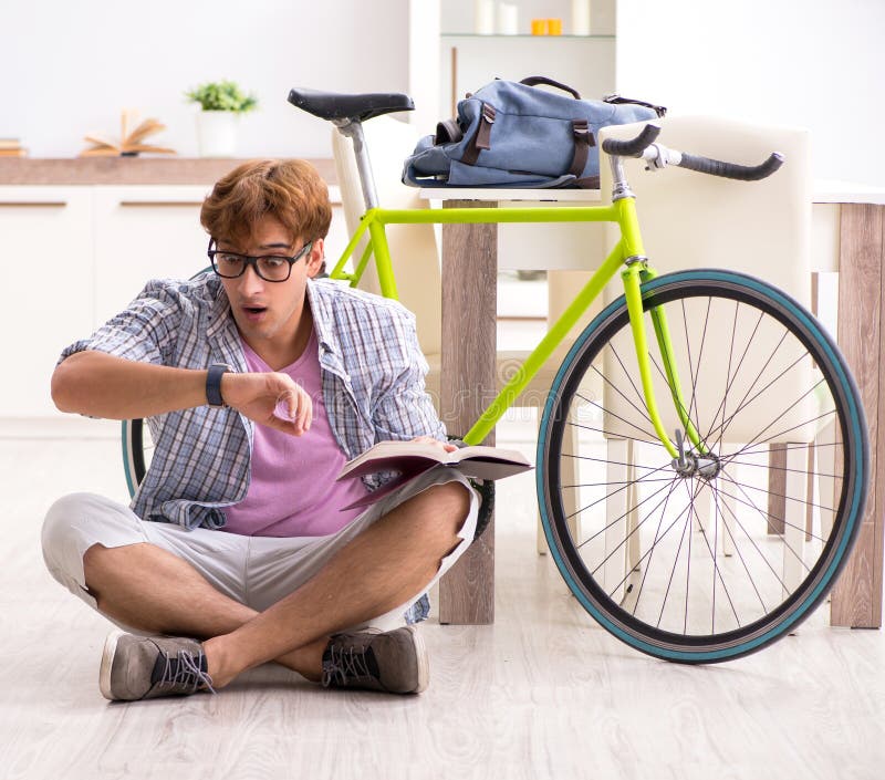 The Student Commuting To University Using Cycle Stock Photo - Image of ...