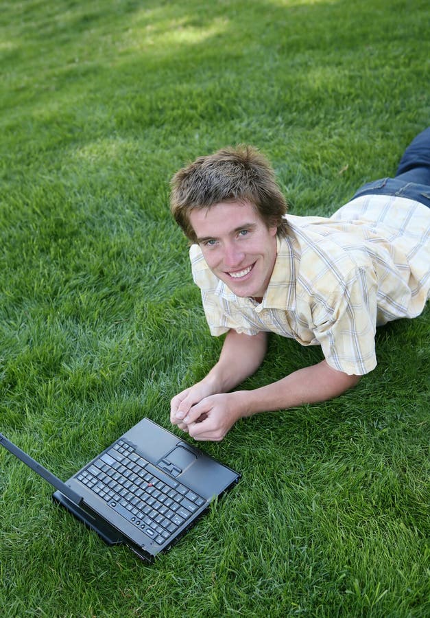 Student on Computer stock photo. Image of outdoors, computer - 2227748