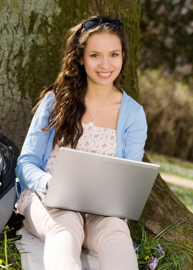 Student with computer stock photo. Image of sitting, notebook - 24144110