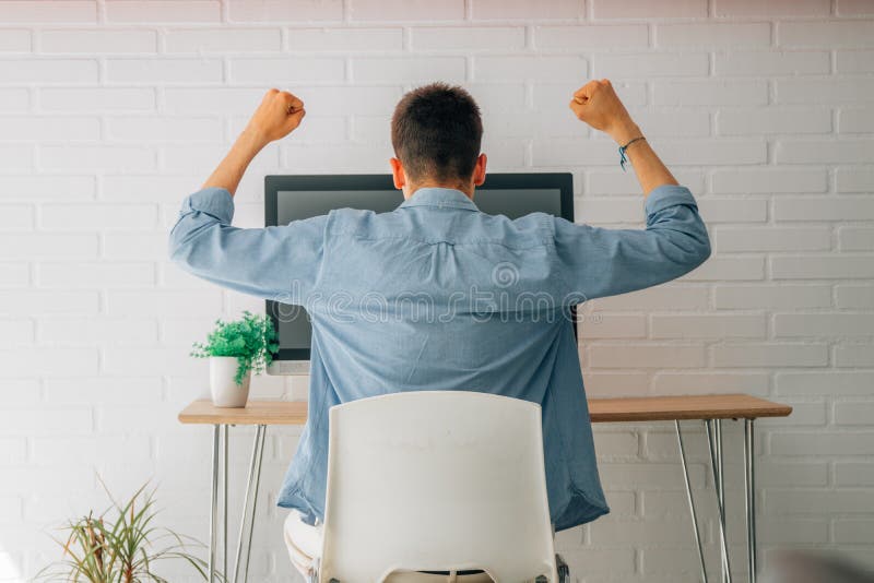 Student with Computer on Desk Stock Photo - Image of caucasian, desk ...