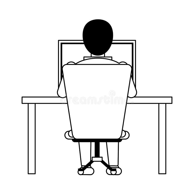 Student with computer stock vector. Illustration of internet - 136890354