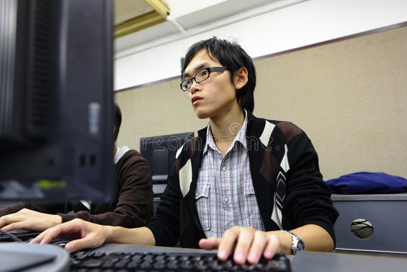 Student computer room stock image. Image of male, copy - 16738583