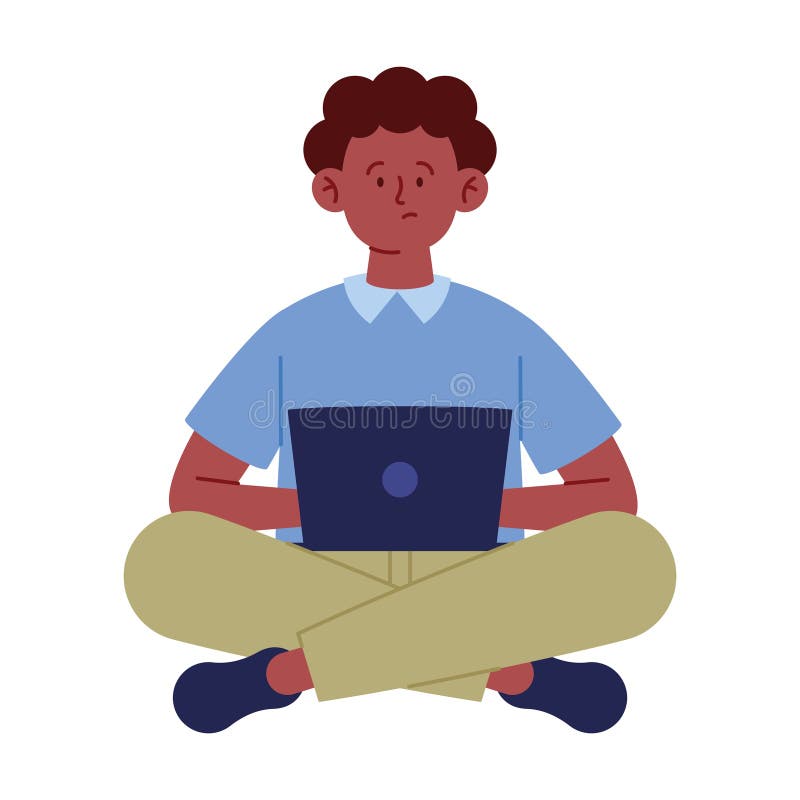 Student on Computer Sitting Stock Illustration - Illustration of ...