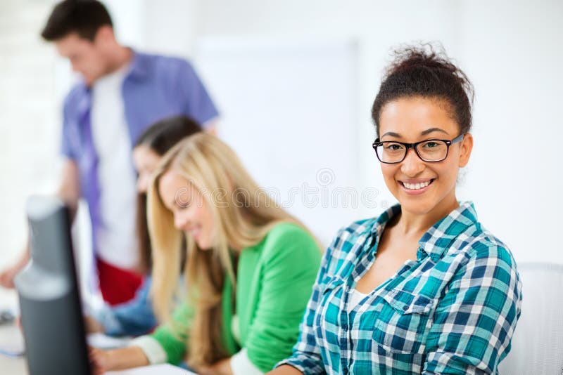 Student with Computer Studying at School Stock Photo - Image of modern ...