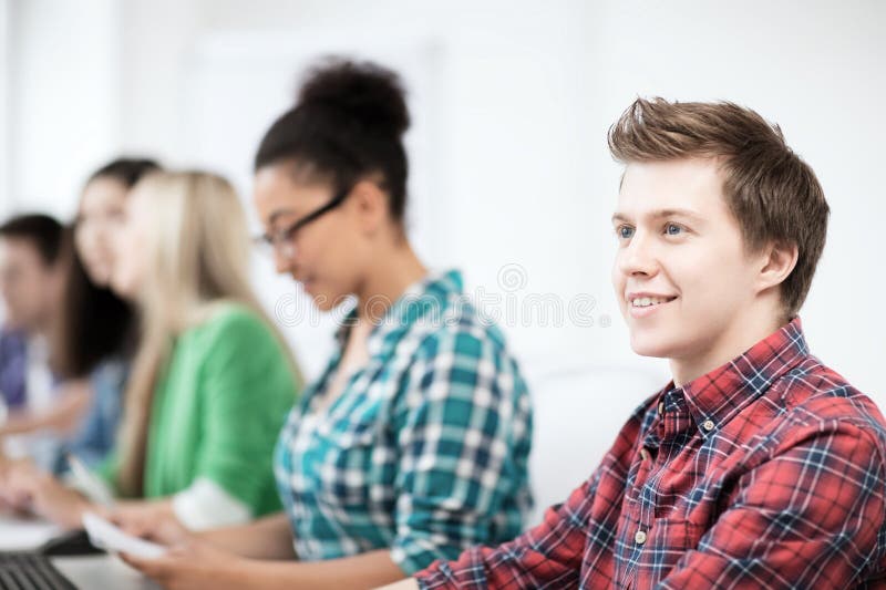Student with Computer Studying at School Stock Photo - Image of modern ...