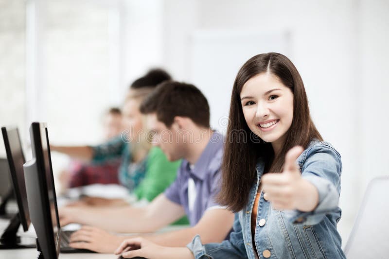 Row of computers stock image. Image of focus, studying - 5450853