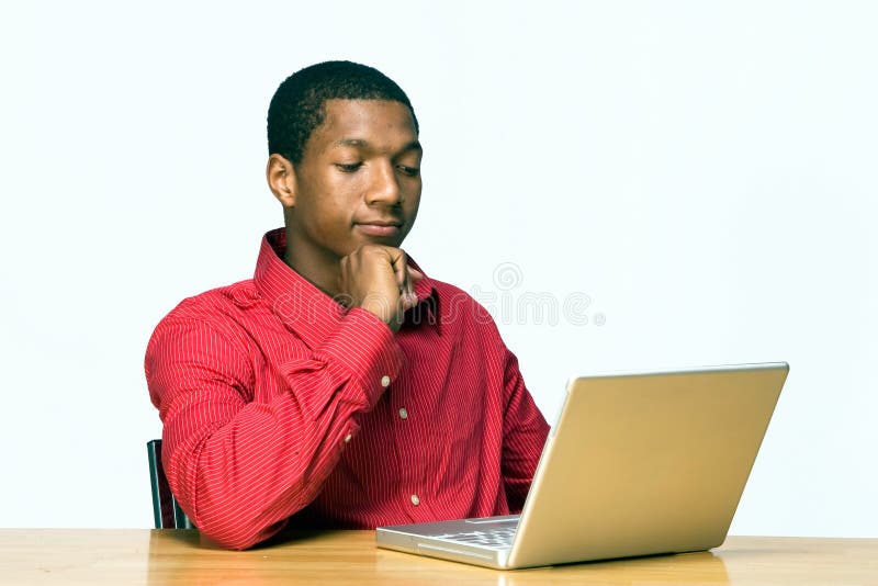 Student Concentrates on Laptop - Horizontal Stock Image - Image of ...
