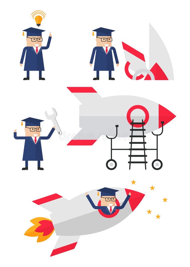 Student constructs rocket stock vector. Illustration of academic - 73336683