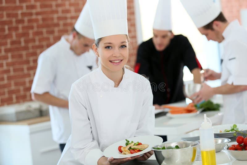 Student Cooking Apprentice Amongst the Group Stock Photo - Image of ...