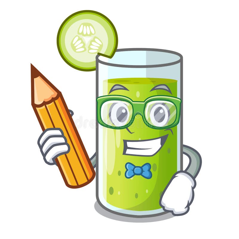 Student Cucumber Juice in a Cartoon Glass Stock Vector - Illustration ...