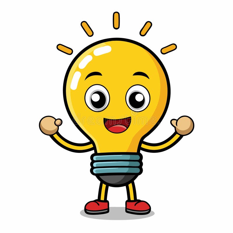 Student Cute Light Bulb Character Vector Template Design Illustration ...