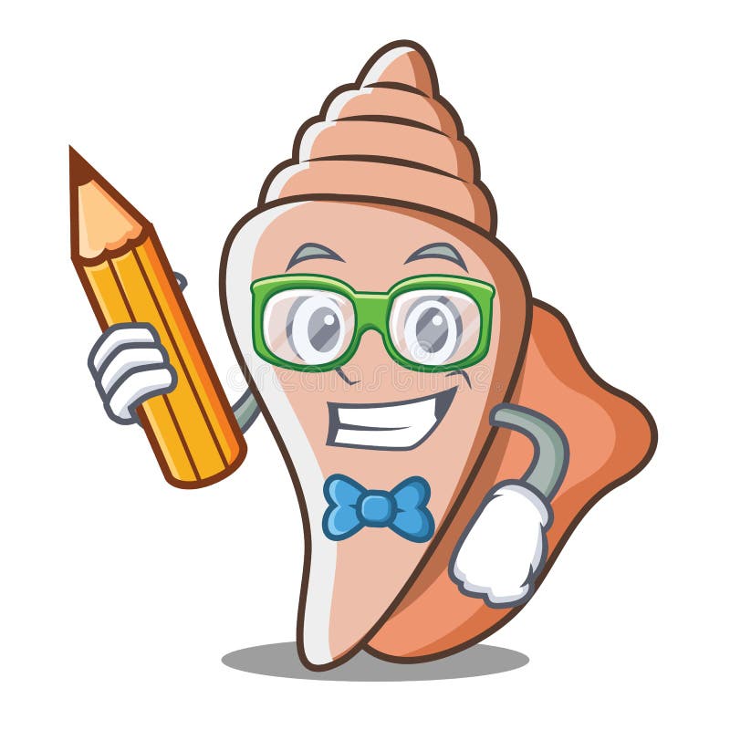 Student Cute Shell Character Cartoon Stock Vector - Illustration of ...