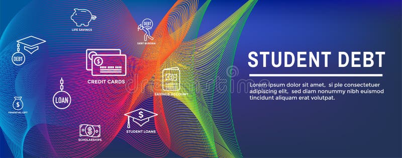 Student Debt and Loan Icon Set & Web Header Banner Stock Vector ...